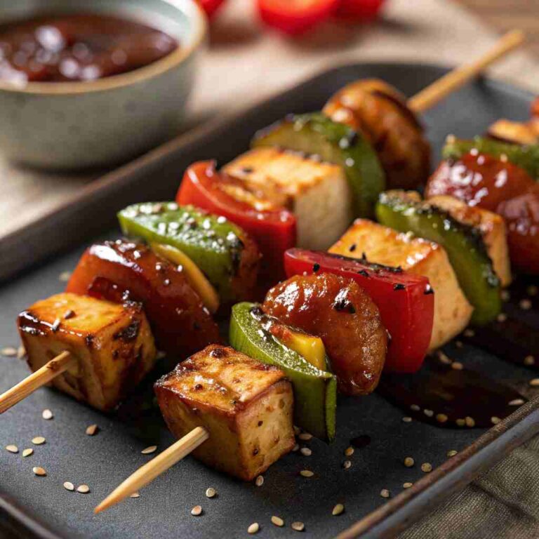 Ginger Teriyaki Veggie Skewers - Grilled or Baked Appetizer