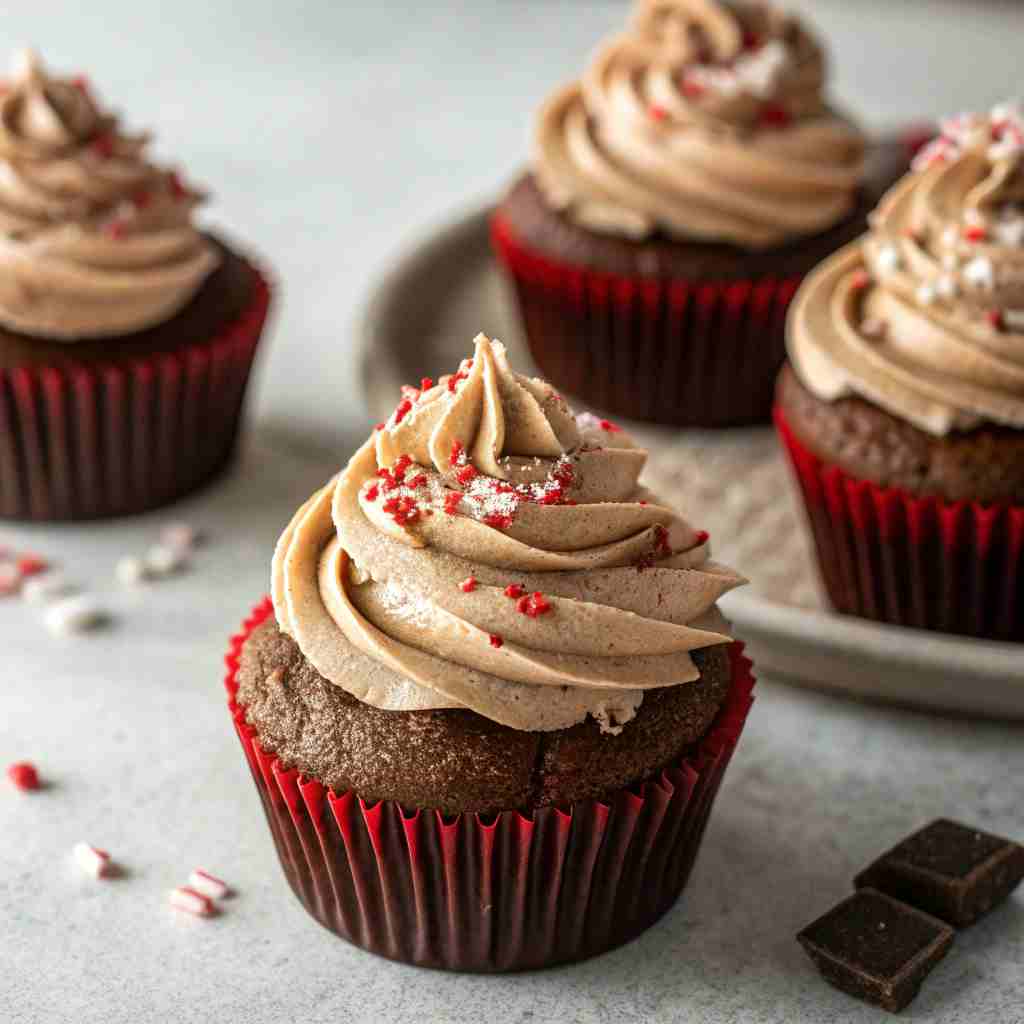 Peppermint Mocha Cupcakes - Coffee Chocolate Holiday