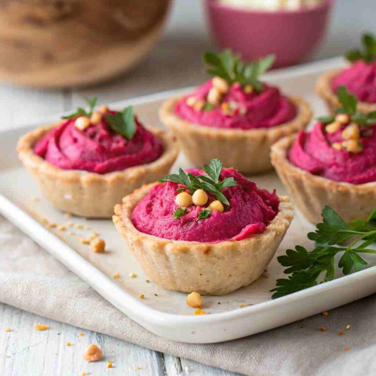 Roasted Beet Hummus Cups - Pretty Pink Appetizer
