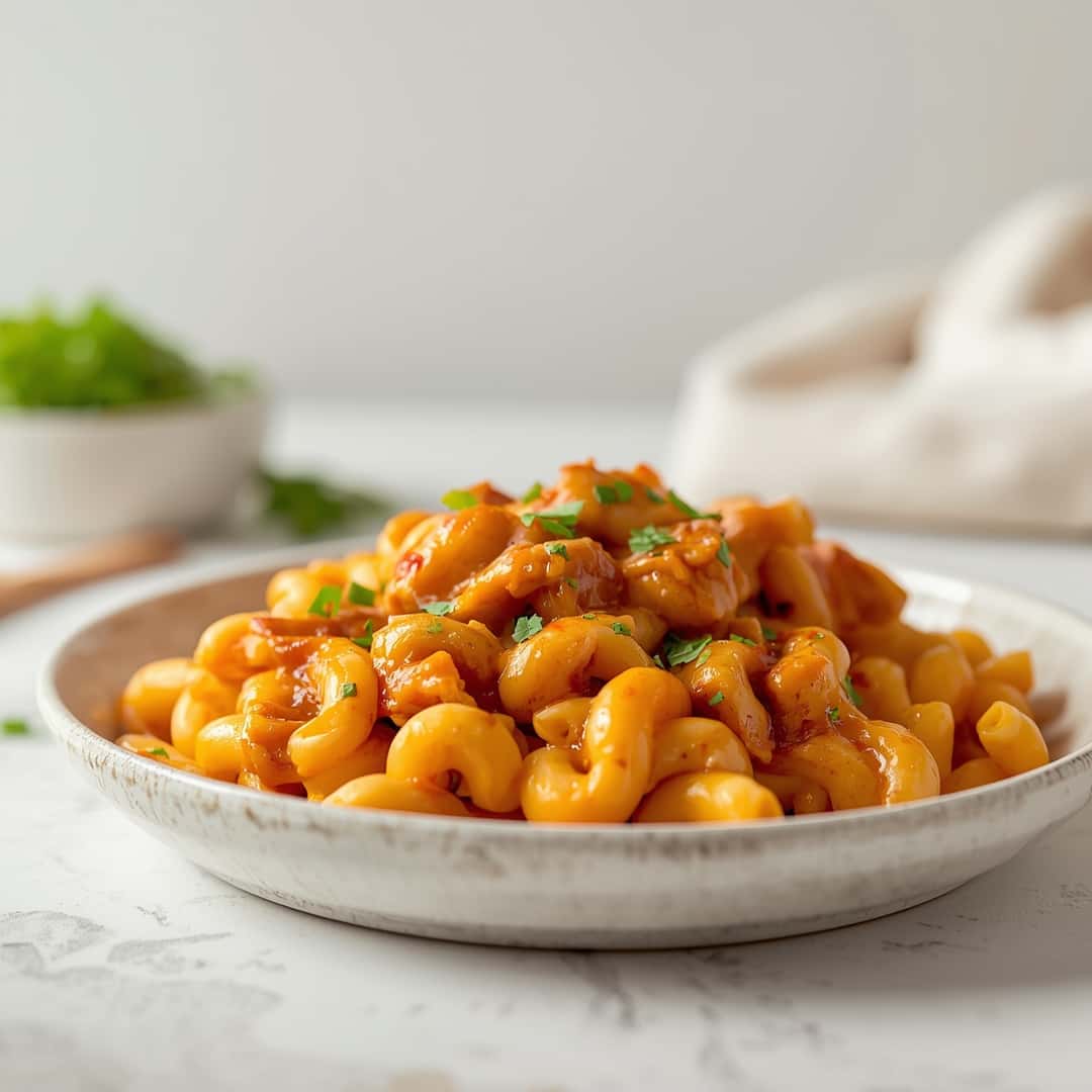 Crockpot BBQ Chicken Mac and Cheese