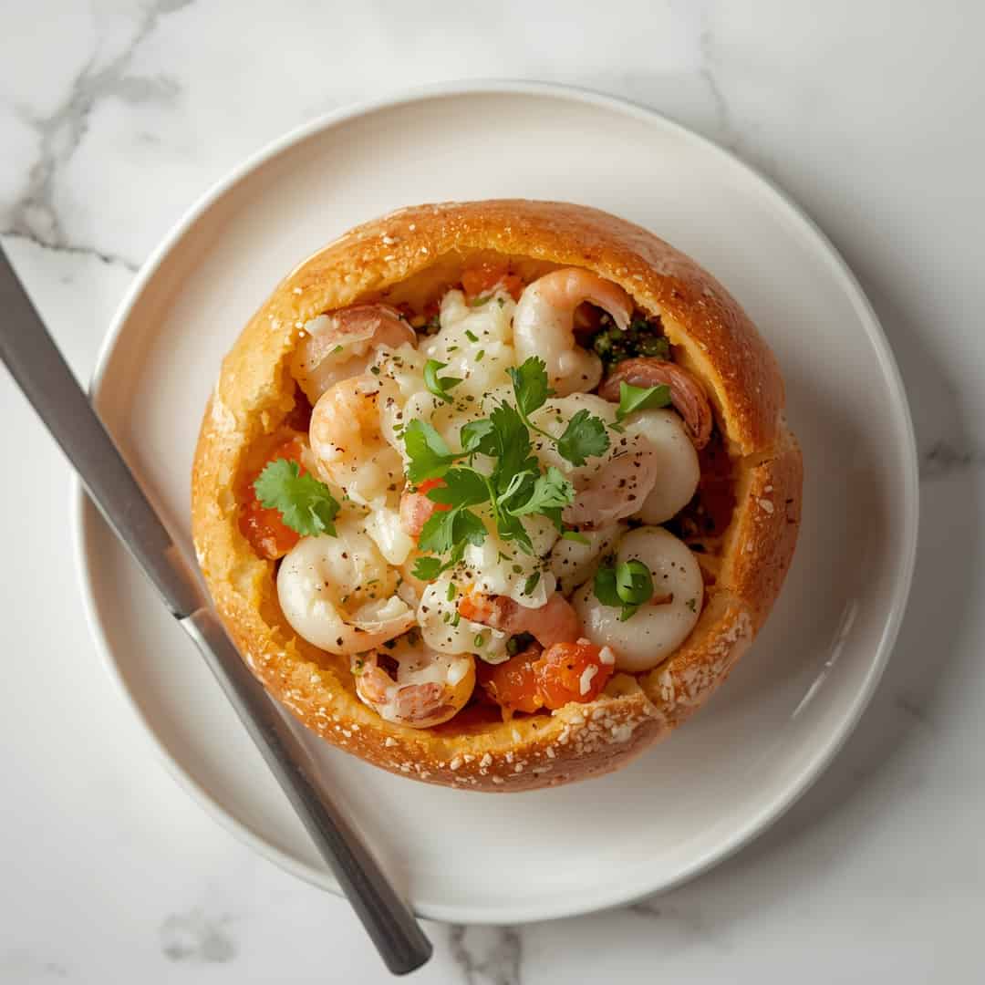Delightful Stuffed Seafood Bread Bowl