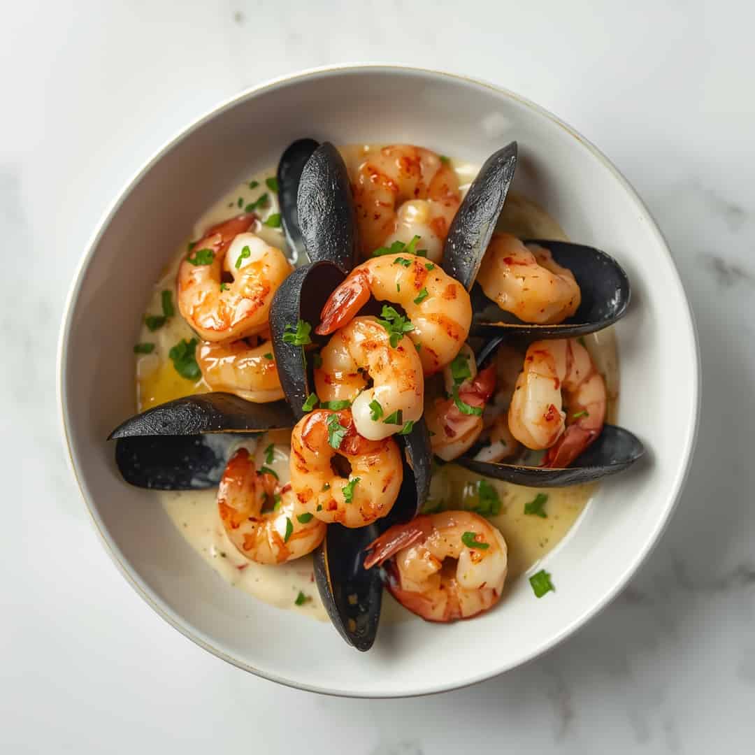 Shrimp Mussels Creamy Garlic Sauce