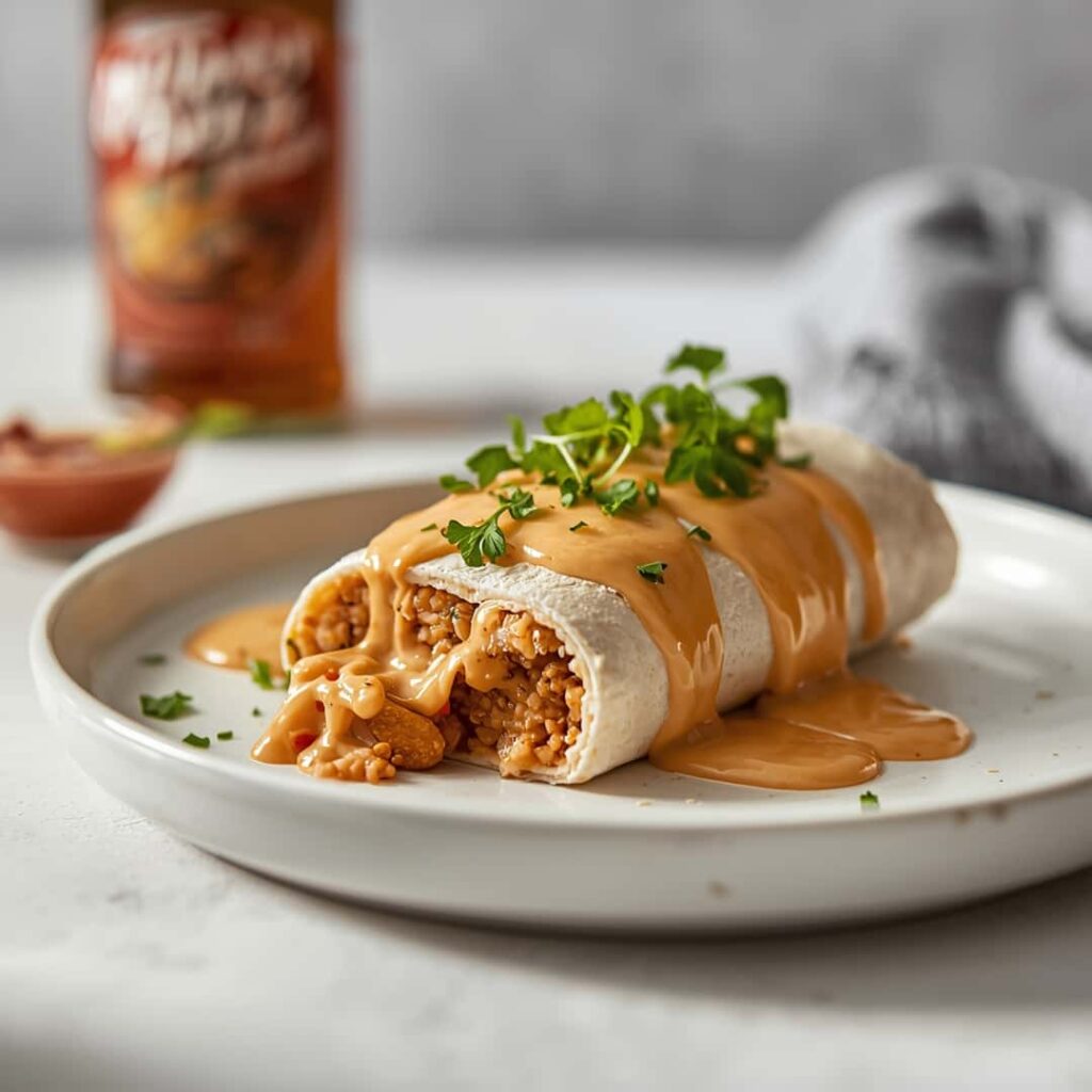 Winter Burrito with Peanut Beer Sauce