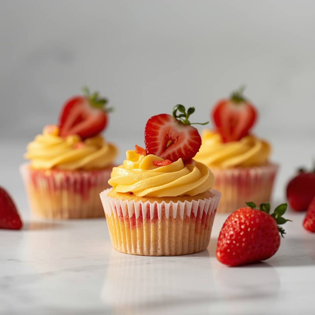Mango Strawberry Sunset Cupcakes