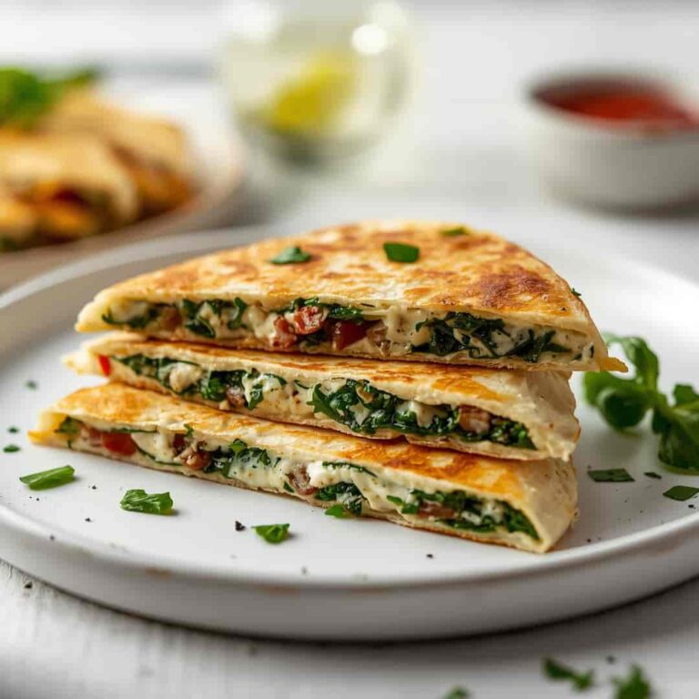 Mediterranean Spinach Feta Quesadillas