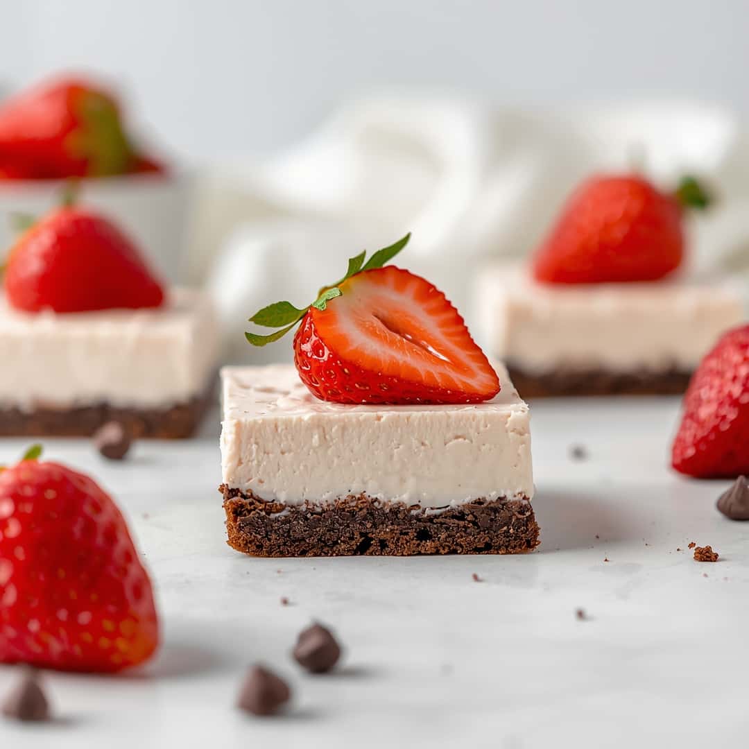 Strawberry Cheesecake Bars With Fudgy Brownie Crust