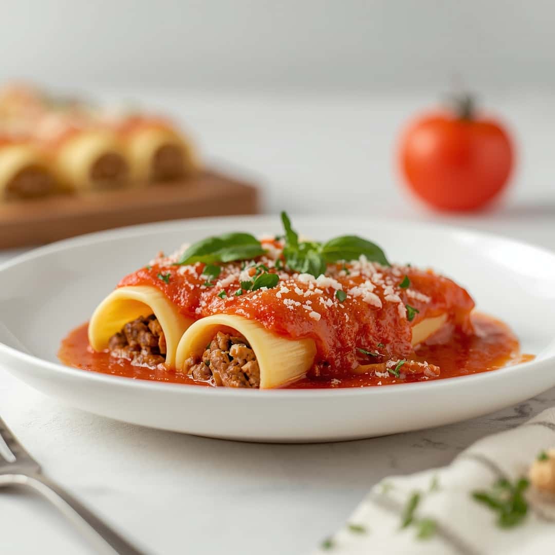 Stuffed Manicotti with Beef Filling